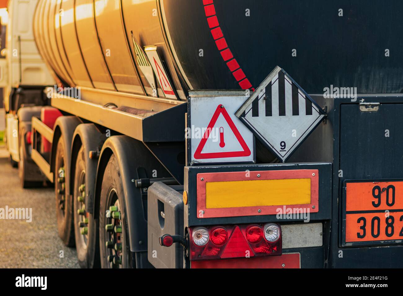 High temperature liquid hazard and miscellaneous hazard label on ...