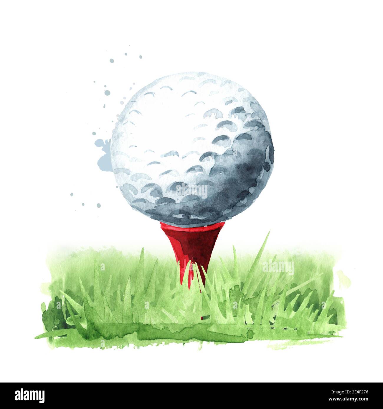 Golf ball. Hand drawn watercolor illustration, isolated on white ...