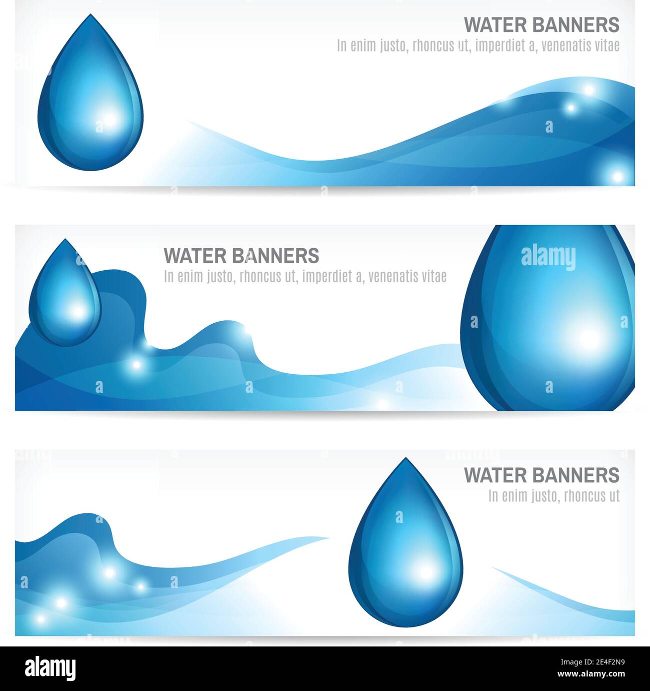 Set of water drops wavy abstract nature splash banners design vector ...