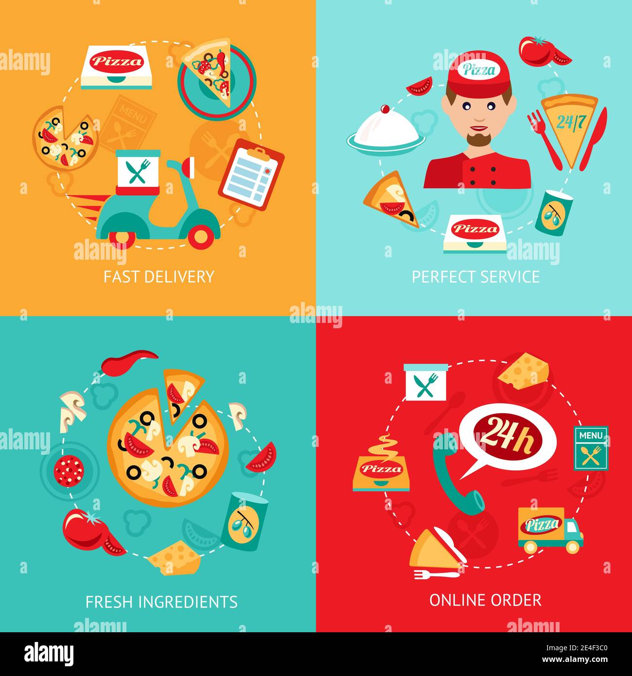 Fast food pizza delivery perfect service fresh ingredients online order ...