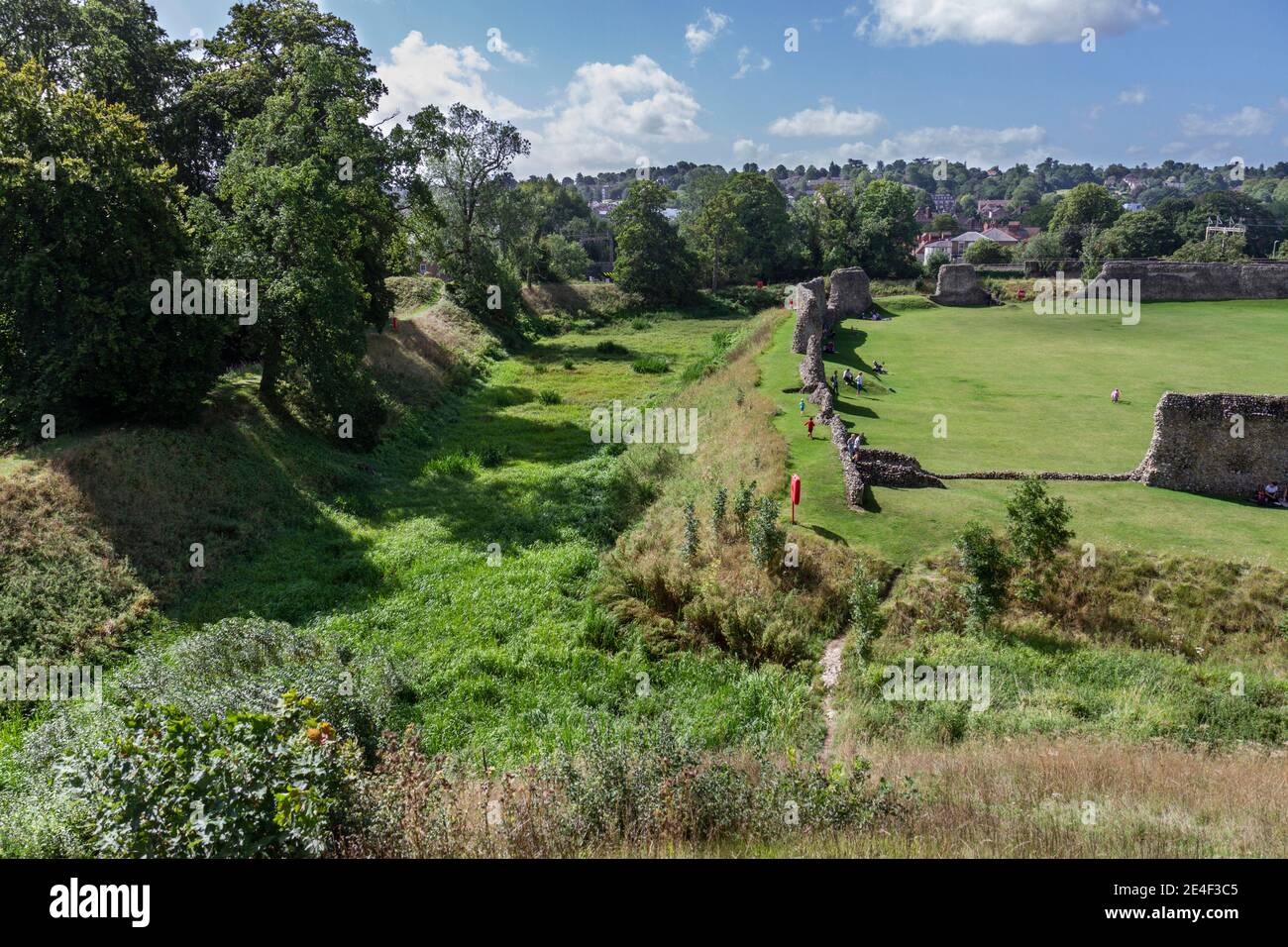 View from the raised mound (motte) of the moat around Beckhamsted ...