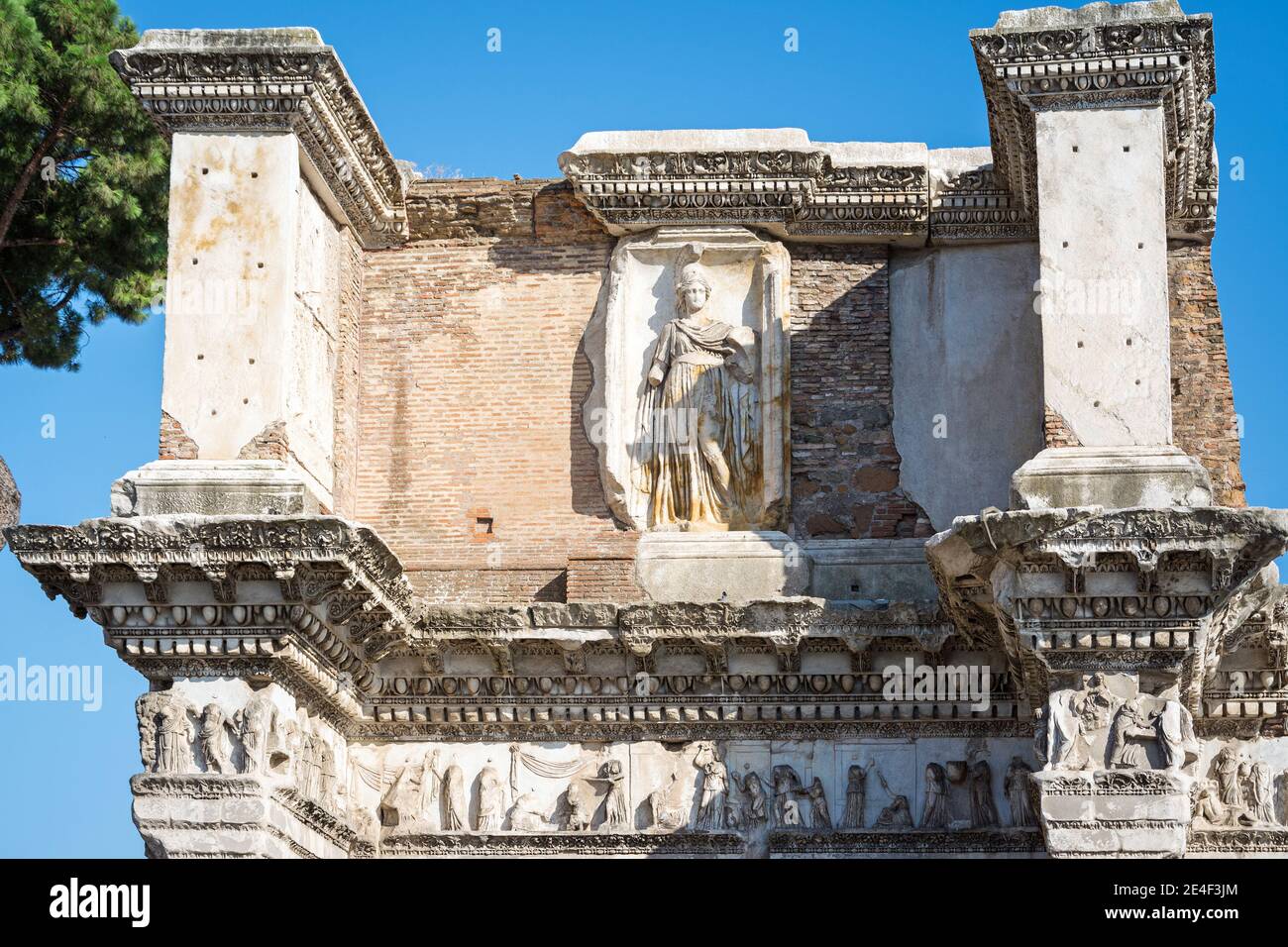 The Forum of Nerva at the portico of the Temple of Minerva with a ...