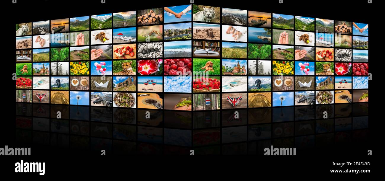 Screens forming a big multimedia broadcast video wall - broadcasting ...