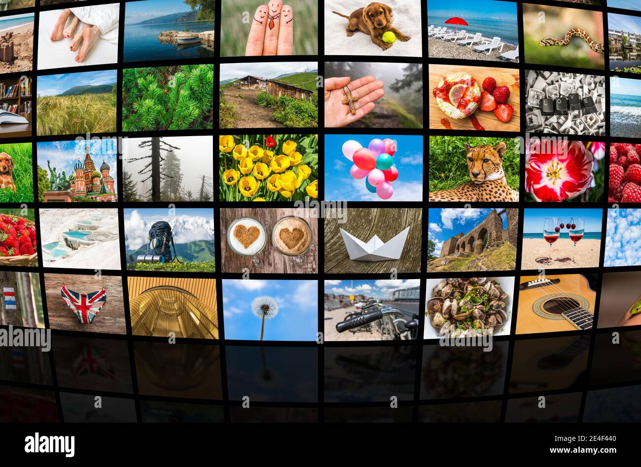 Screens forming a big multimedia broadcast video wall - broadcasting ...