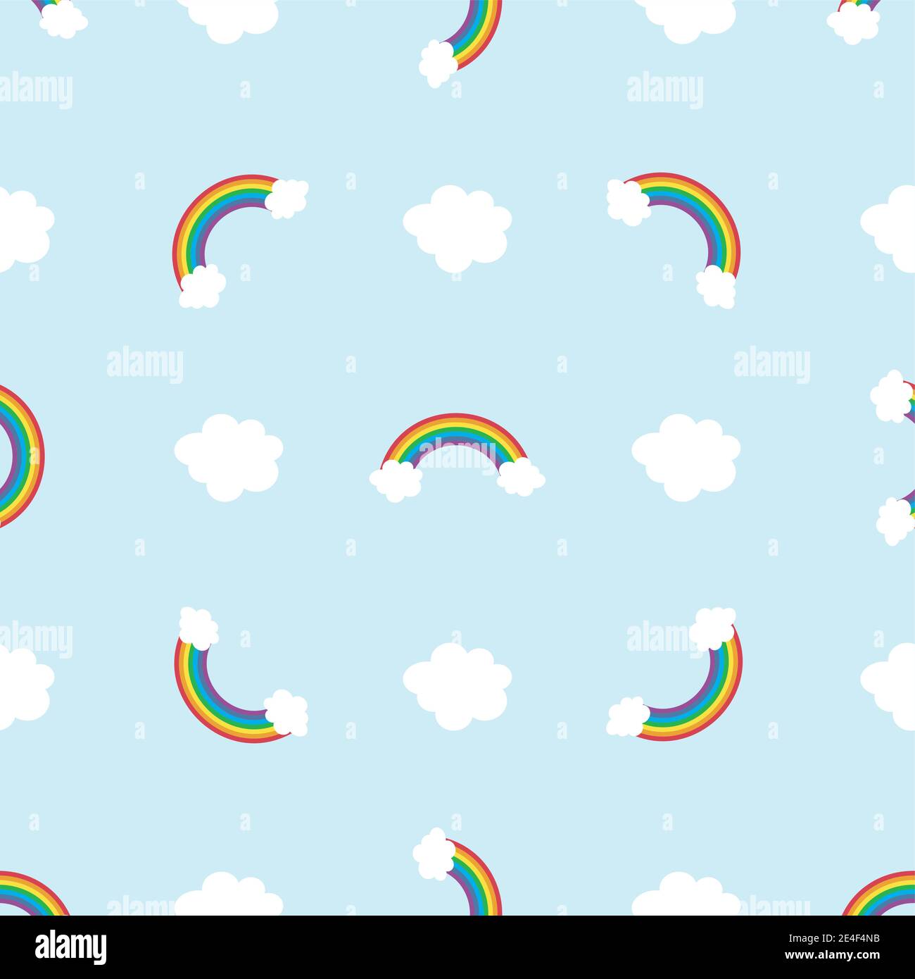 Cloud, rainbow seamless pattern background Vector Illustration Stock ...