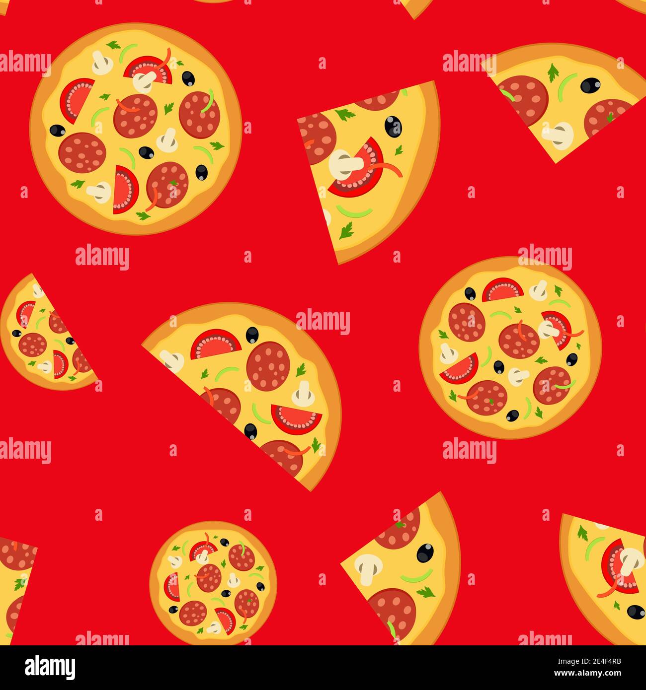 Pizza Food Seamless Pattern Background. Vector Illustration Stock ...