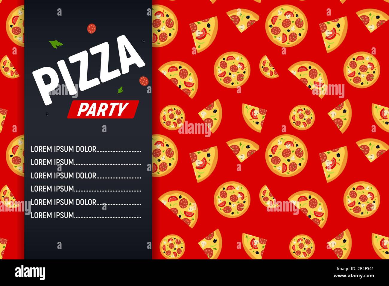 Pizza Party Flyer Poster Background Template. Vector Illustration Stock ...