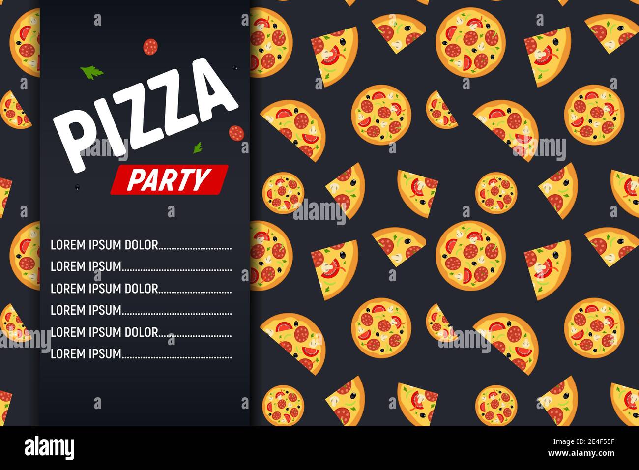 Pizza Party Flyer Poster Background Template. Vector Illustration Stock ...