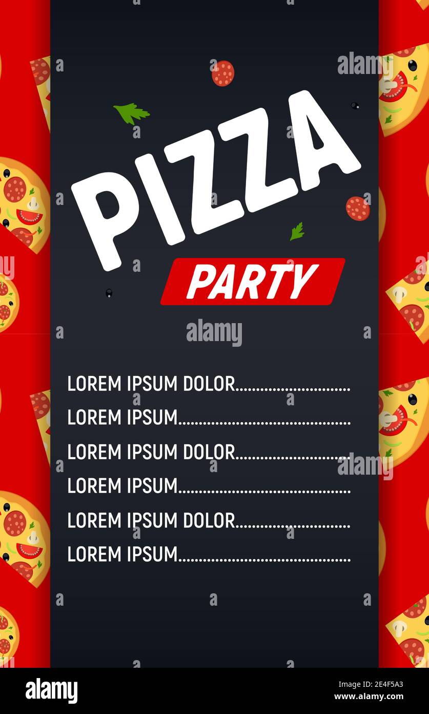 Pizza Party Flyer Poster Background Template. Vector Illustration Stock ...
