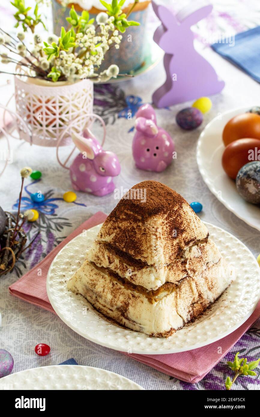 Easter background. Dessert Easter cottage cheese on festive table Stock ...