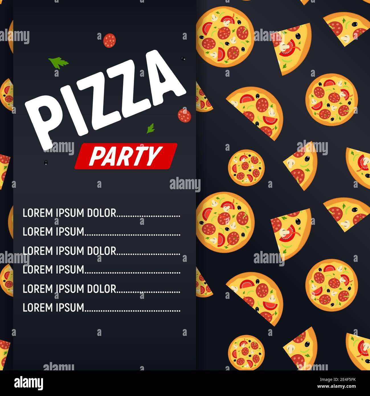 Pizza Party Flyer Poster Background Template. Vector Illustration Stock ...