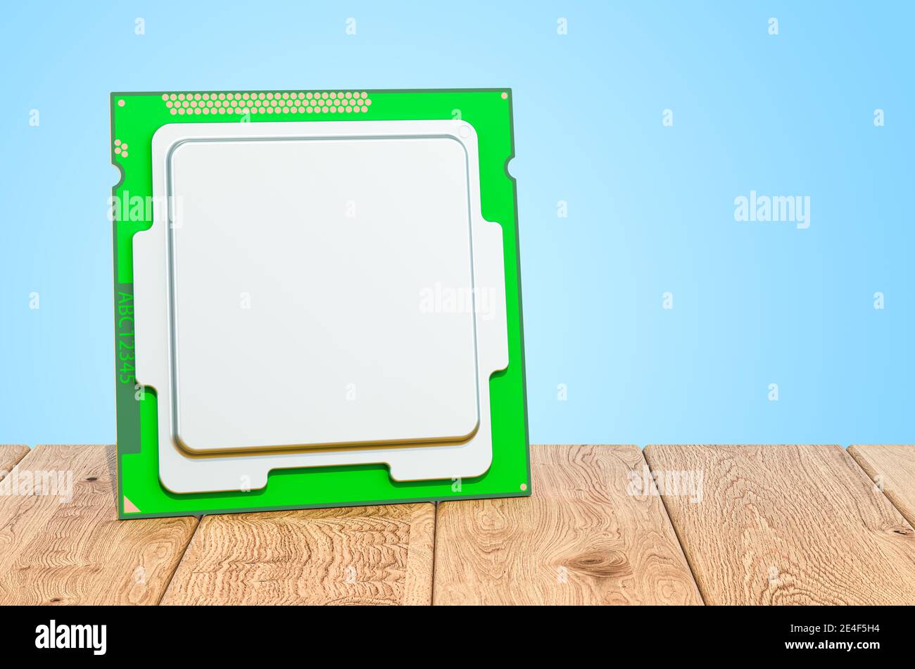 CPU computer processor unit on the wooden planks, 3D rendering Stock Photo - Alamy