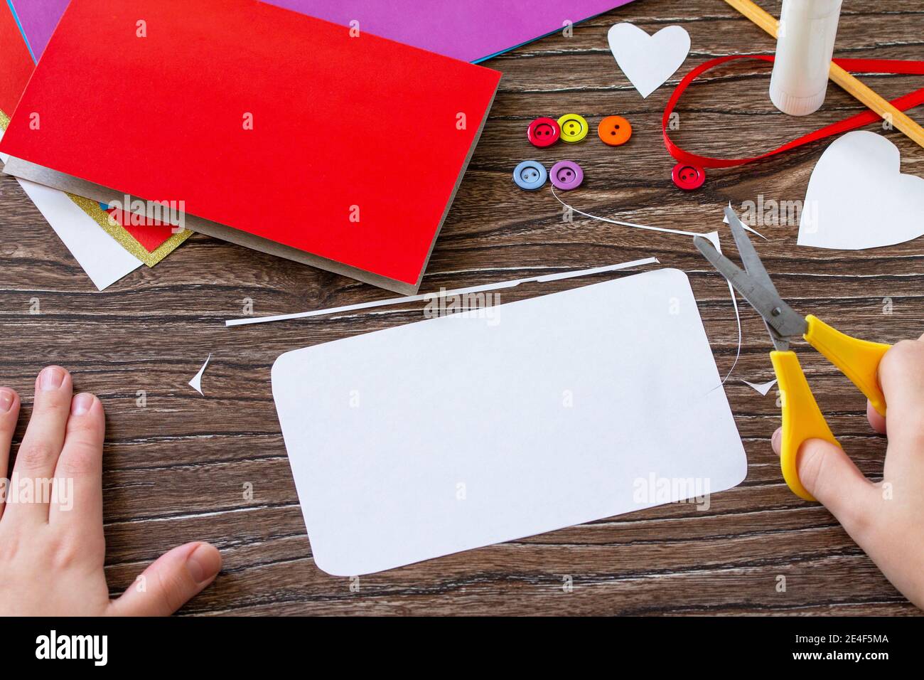 Instruction step 2. Greeting card with a hearts Valentine's Day, day ...