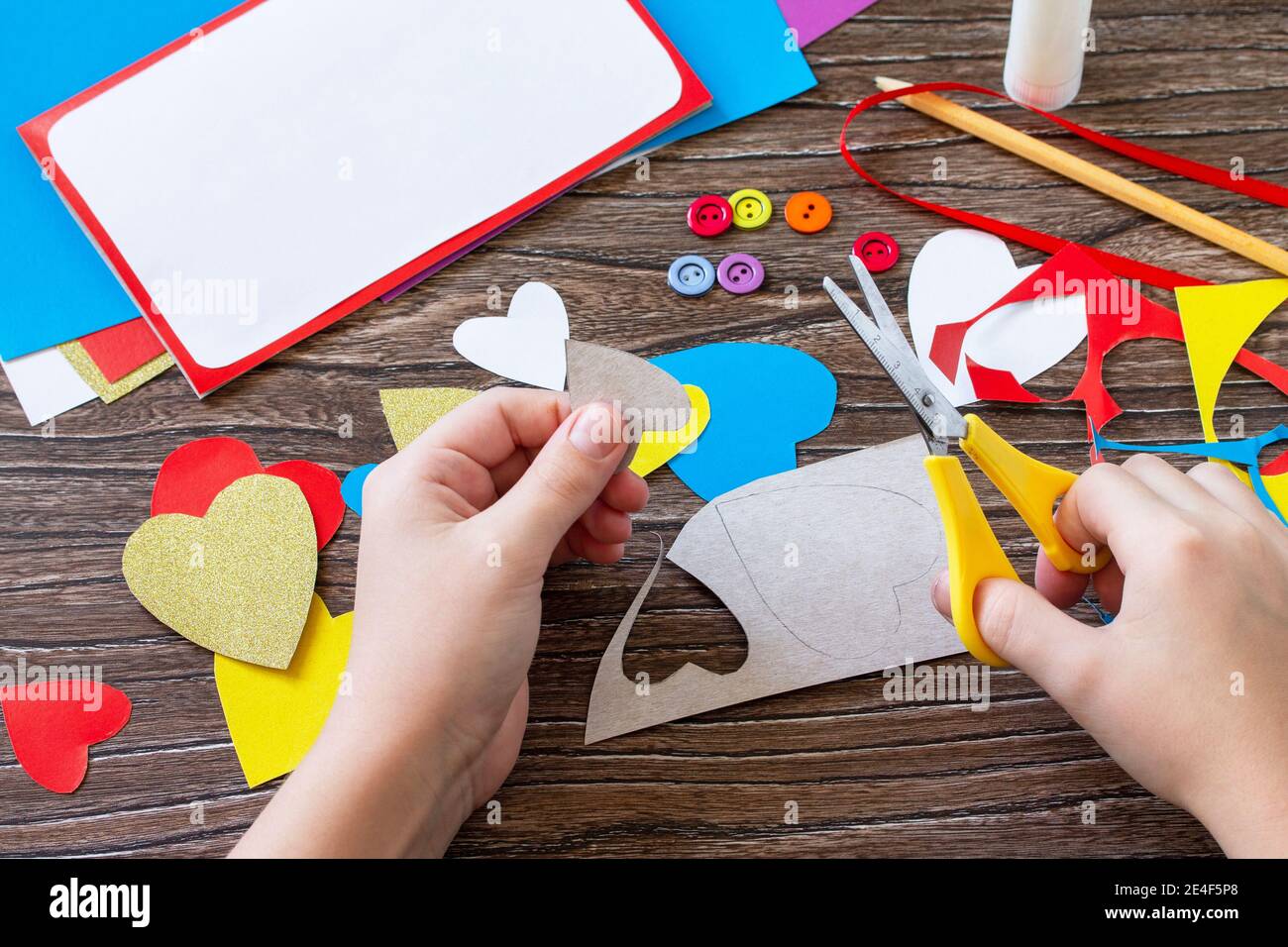 Instruction step 5. Greeting card with a hearts Valentine's Day, day ...