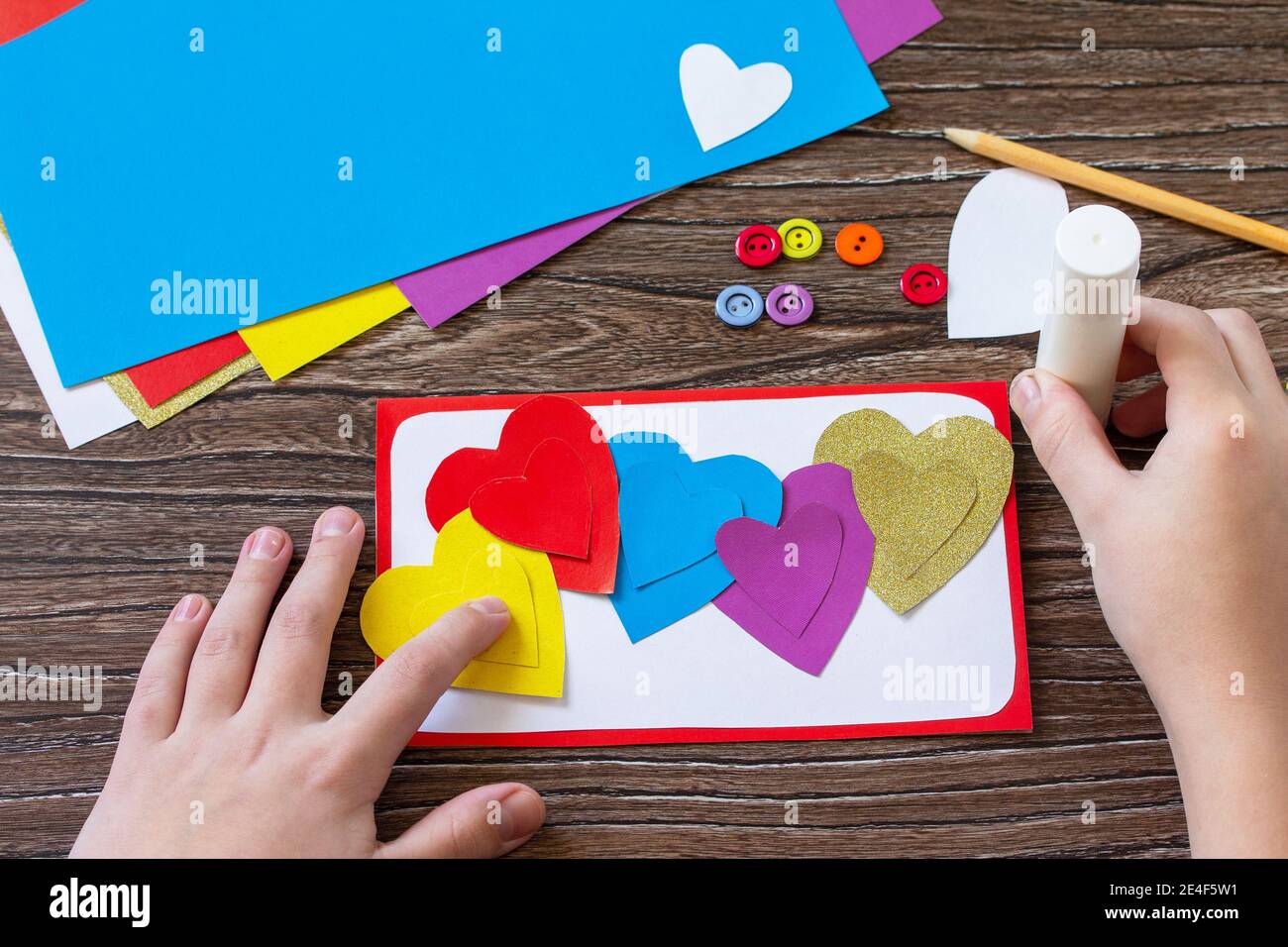 Instruction step 7. Greeting card with a hearts Valentine's Day, day ...
