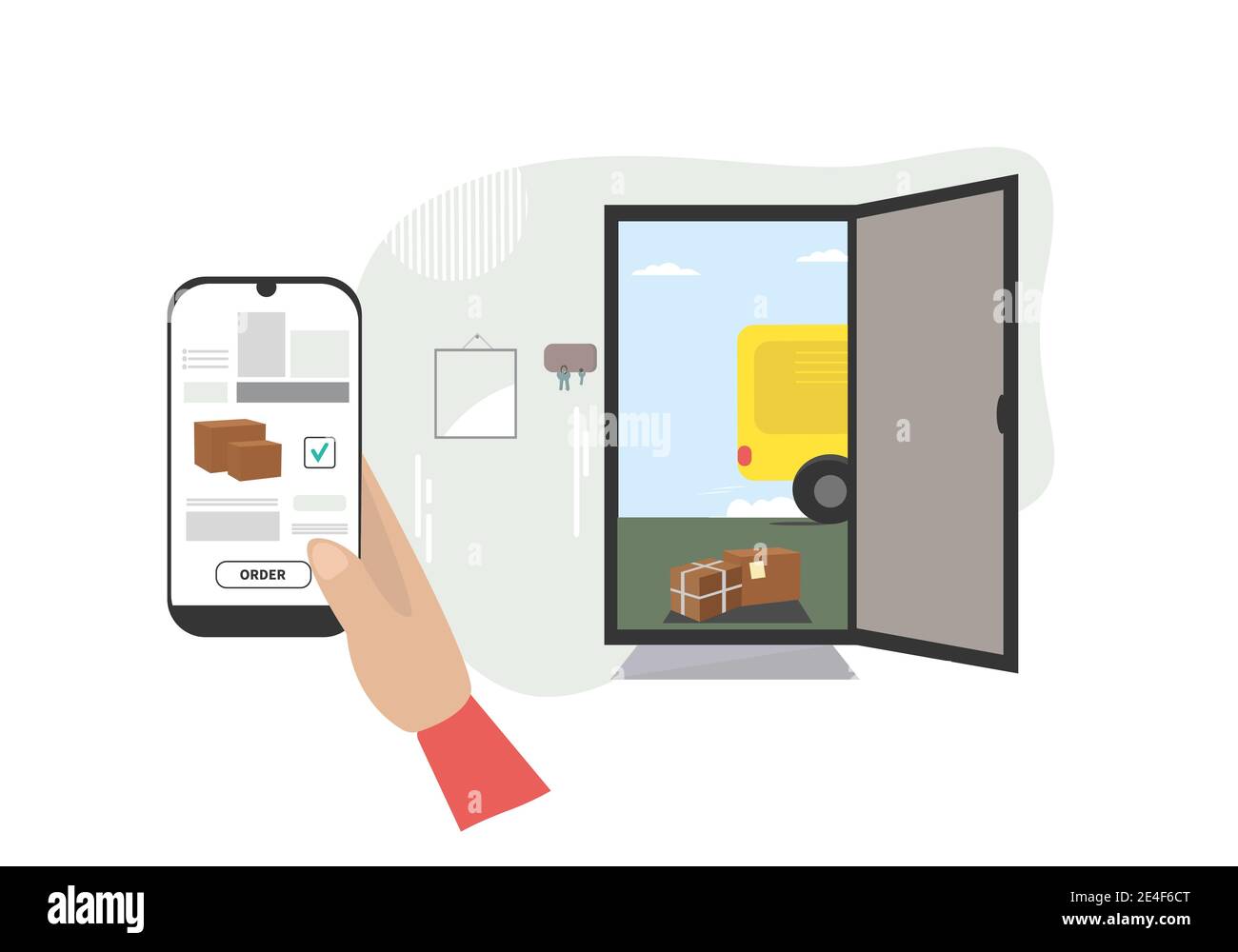 Ordering goods through mobile applications Stock Vector Image & Art - Alamy