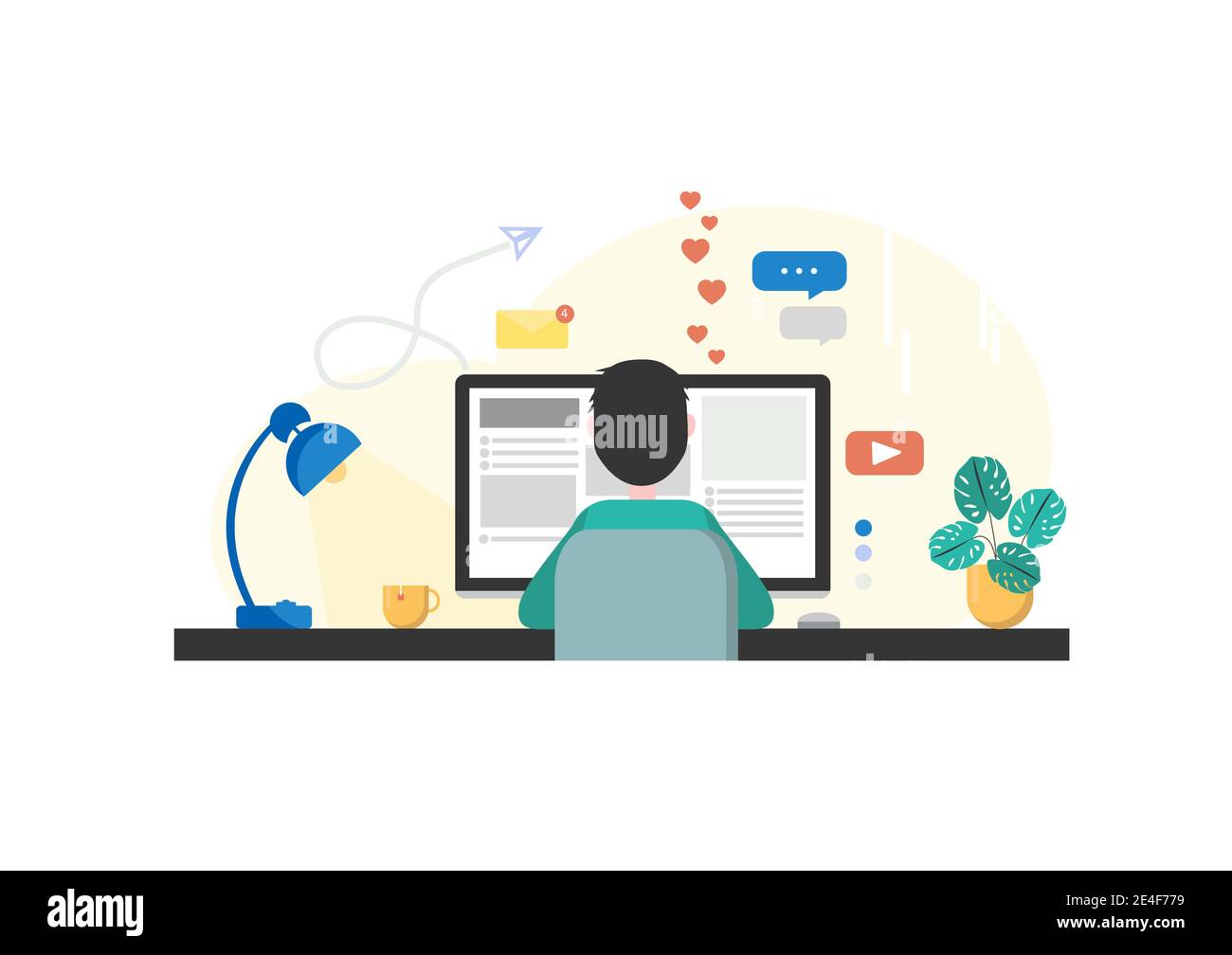 Looking at a computer screen Stock Vector Images - Alamy