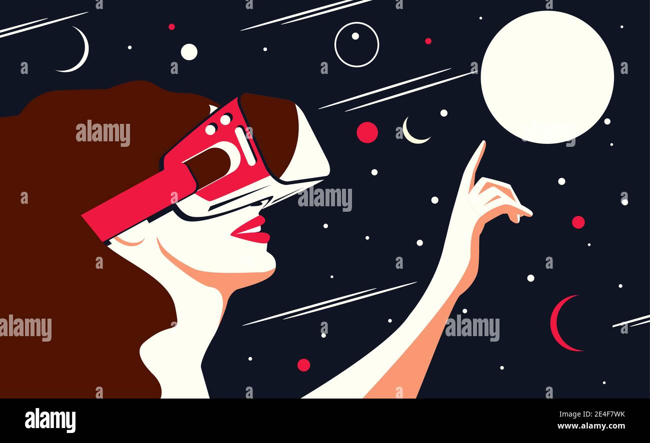 Illustration woman using vr Stock Vector Images - Alamy