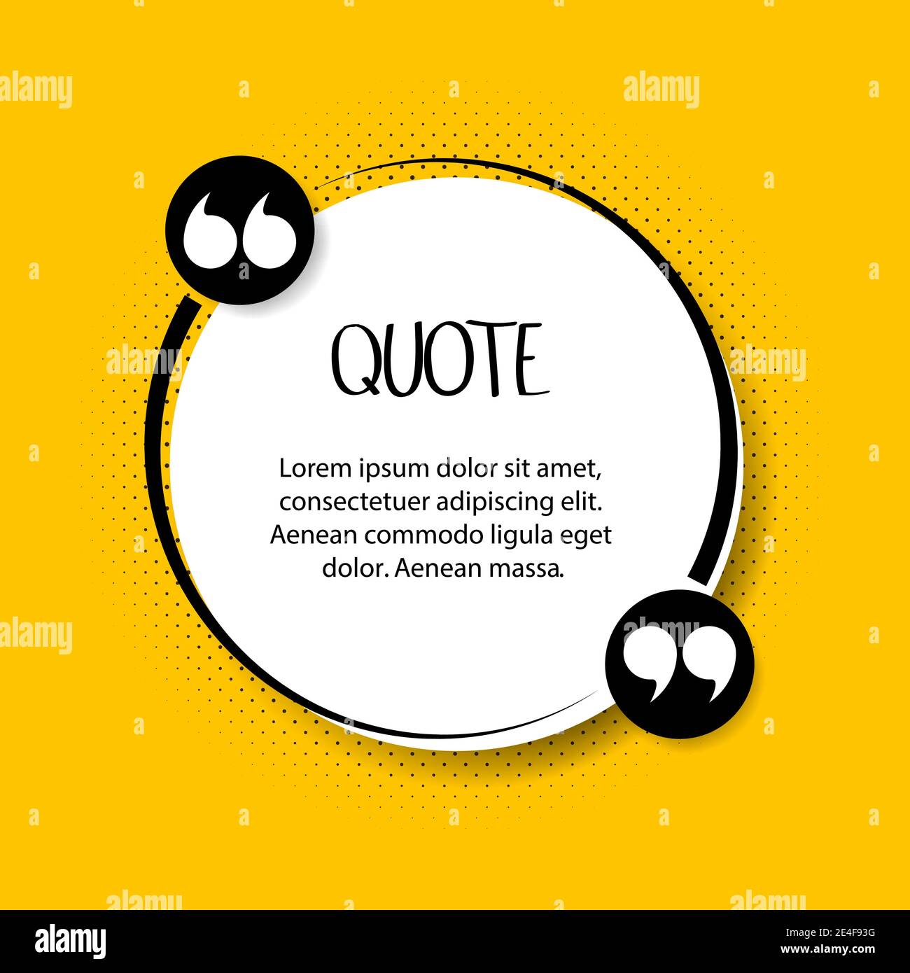 Quote text bubble. Commas, note, message and comment on a yellow ...