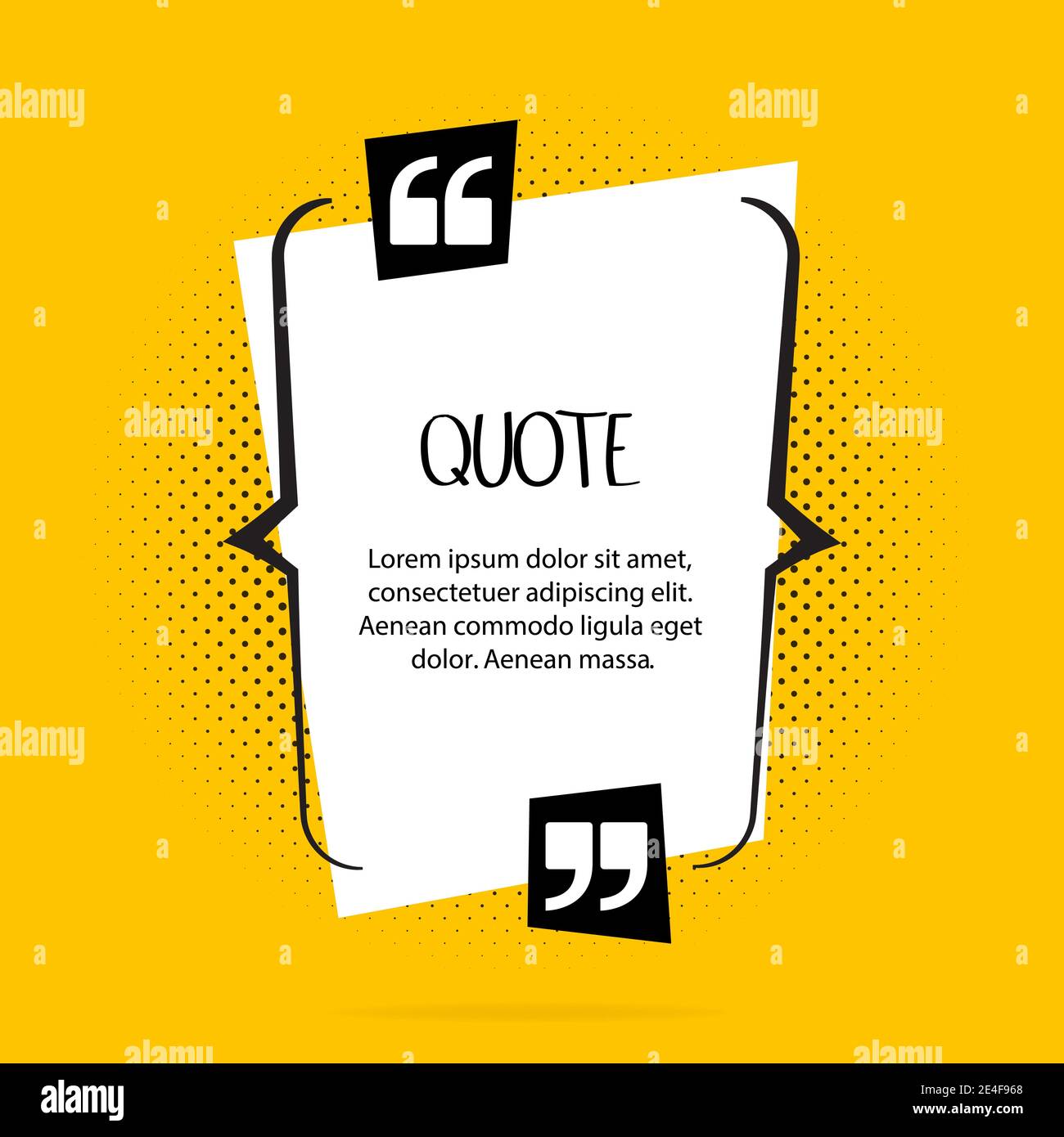Quote text bubble. Commas, note, message and comment on a yellow ...