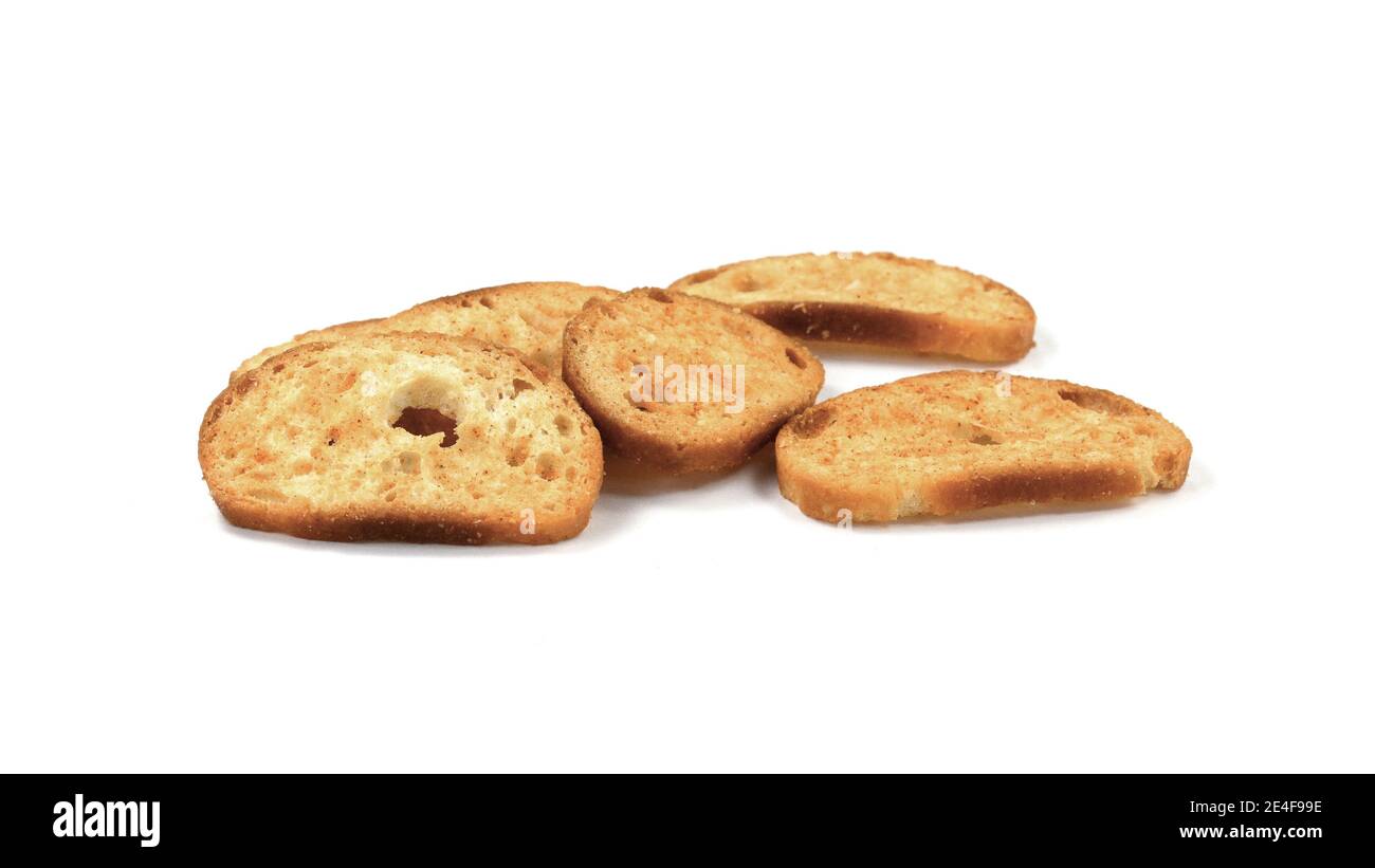 Bake rolls. Mini bread chips isolated on white background Stock Photo ...
