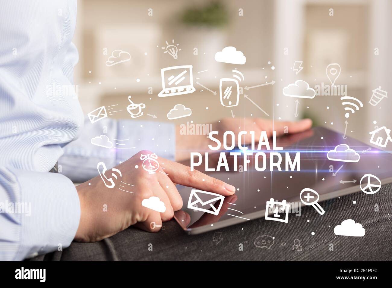 Close-up Of A Person Using Social Networking with SOCIAL PLATFORM ...