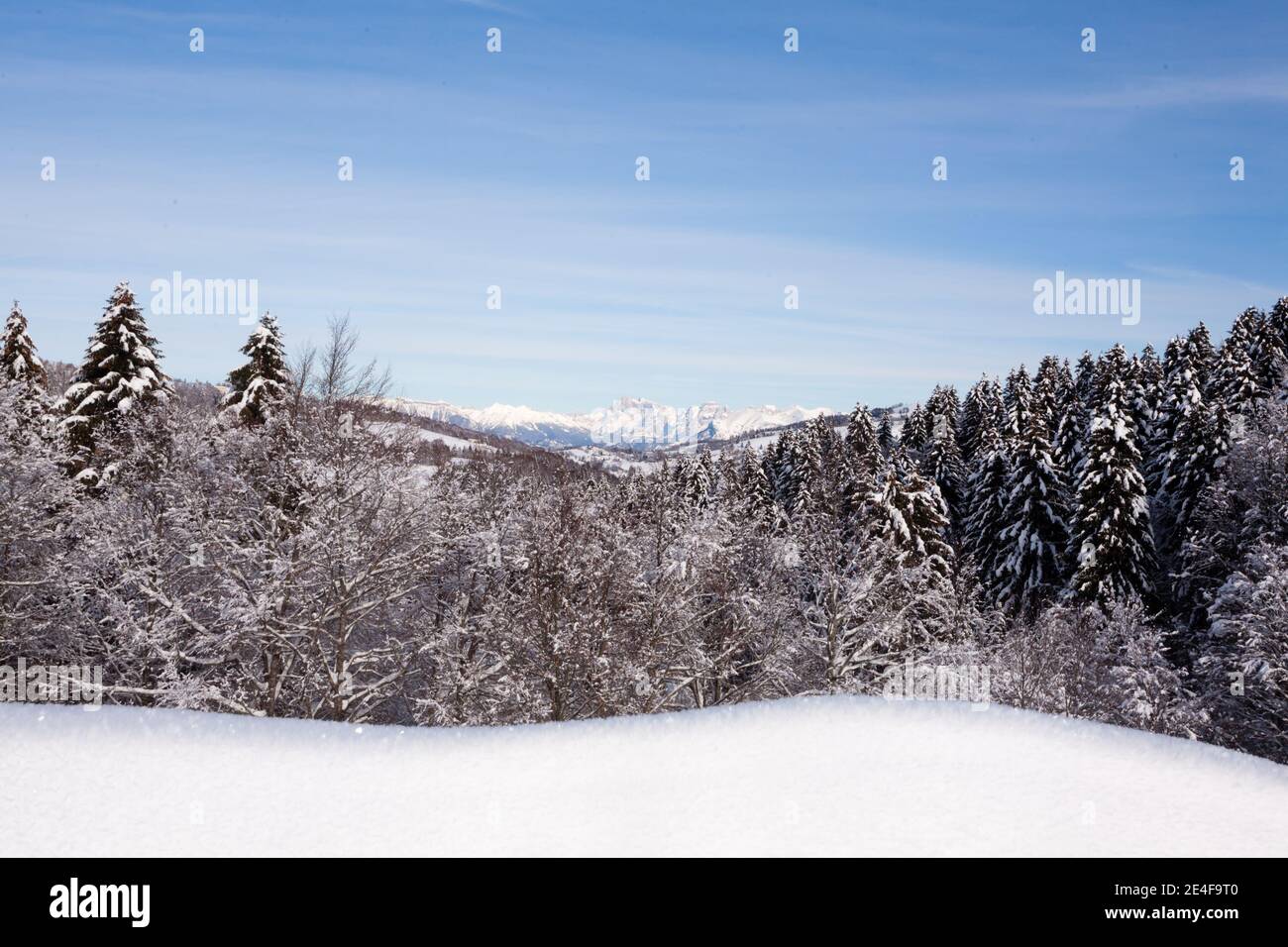 Mountain winter landscape. Mount Grappa with snow. Italian Alps Stock ...