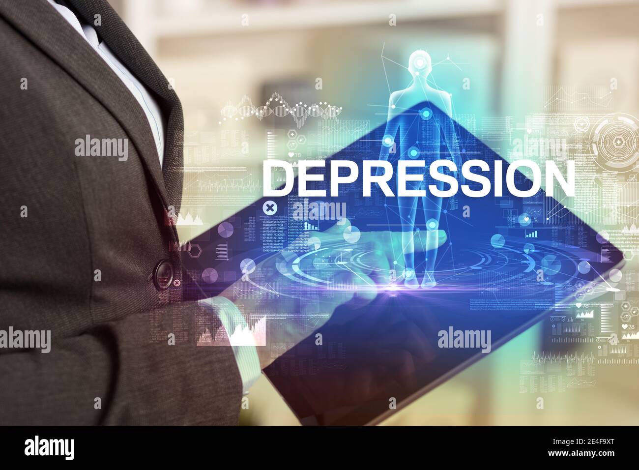 Electronic medical record with DEPRESSION inscription, Medical ...