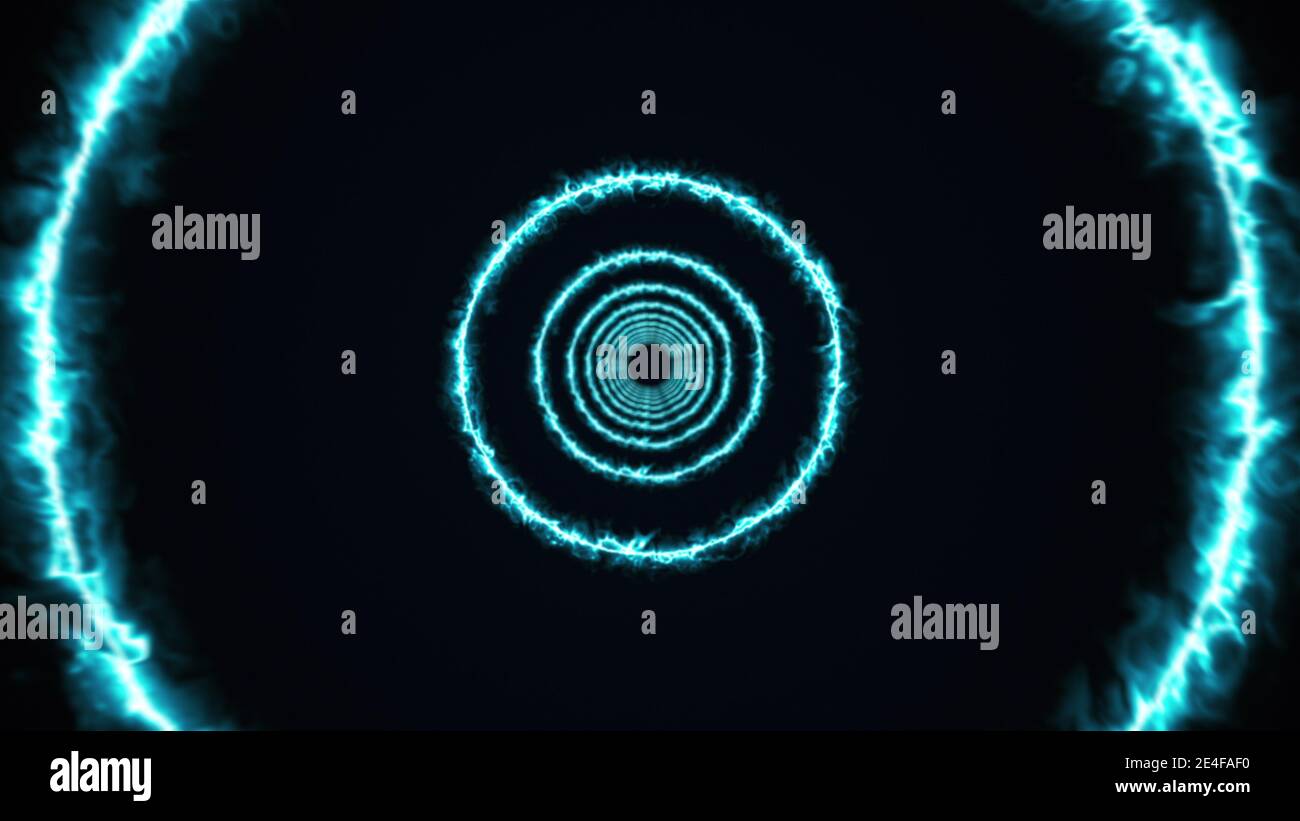 Rotating rings of energy form an long tunnel, computer generated. 3d ...