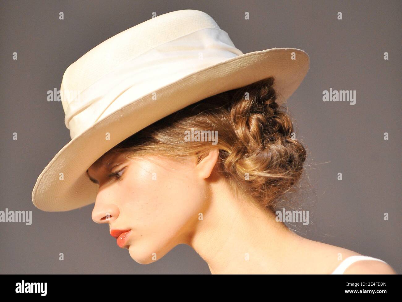 A model displays a creation by Italian designer Marco Zanini during ...