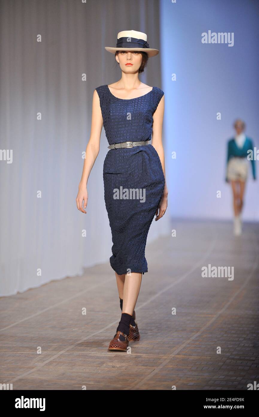 A model displays a creation by Italian designer Marco Zanini during ...