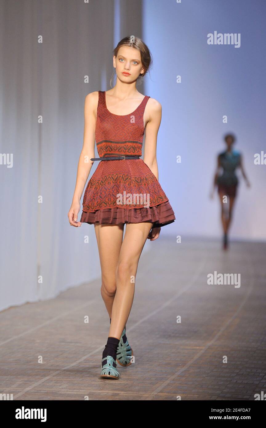 A model displays a creation by Italian designer Marco Zanini during ...