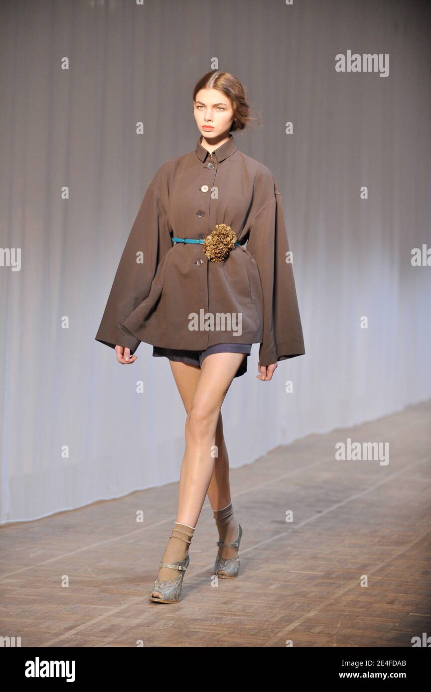 A model displays a creation by Italian designer Marco Zanini during ...