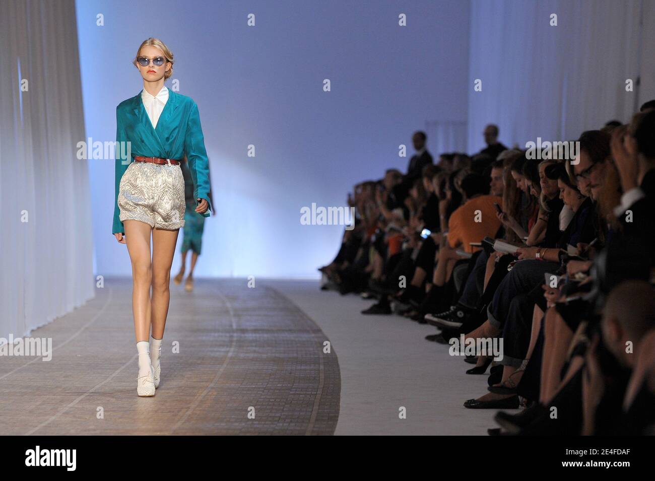 A model displays a creation by Italian designer Marco Zanini during ...