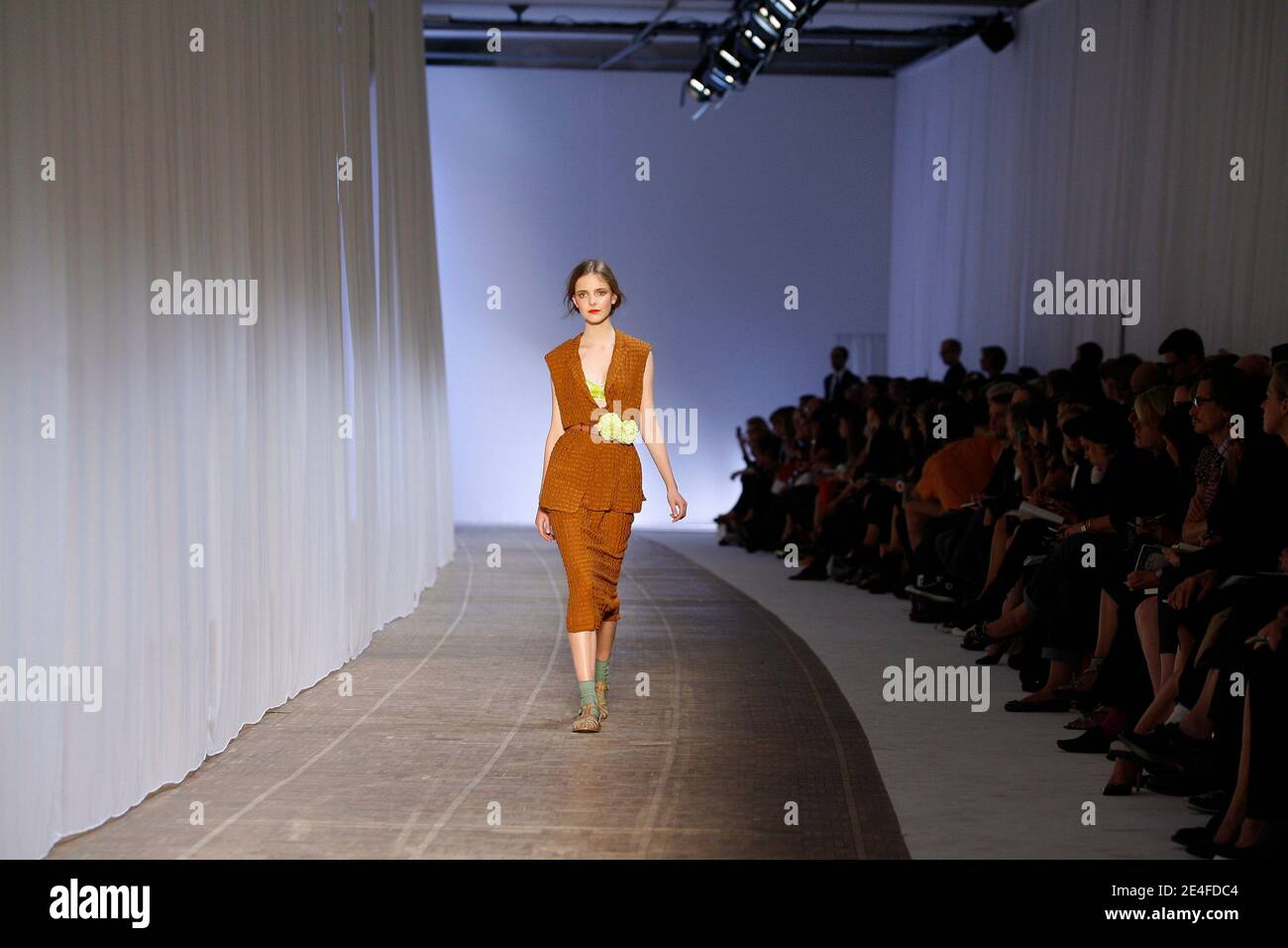 A model displays a creation by Italian designer Marco Zanini during ...