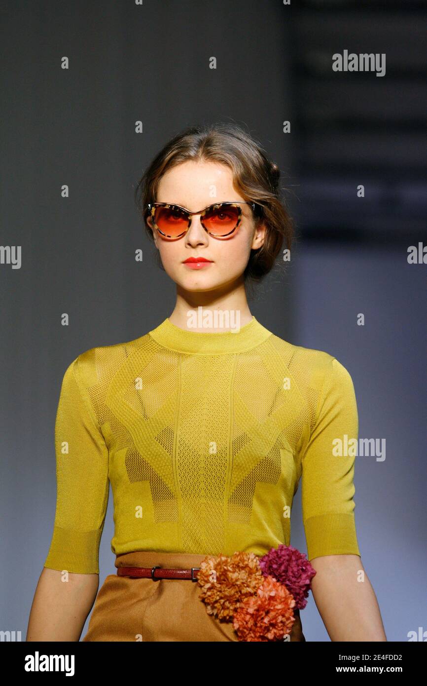 A model displays a creation by Italian designer Marco Zanini during ...