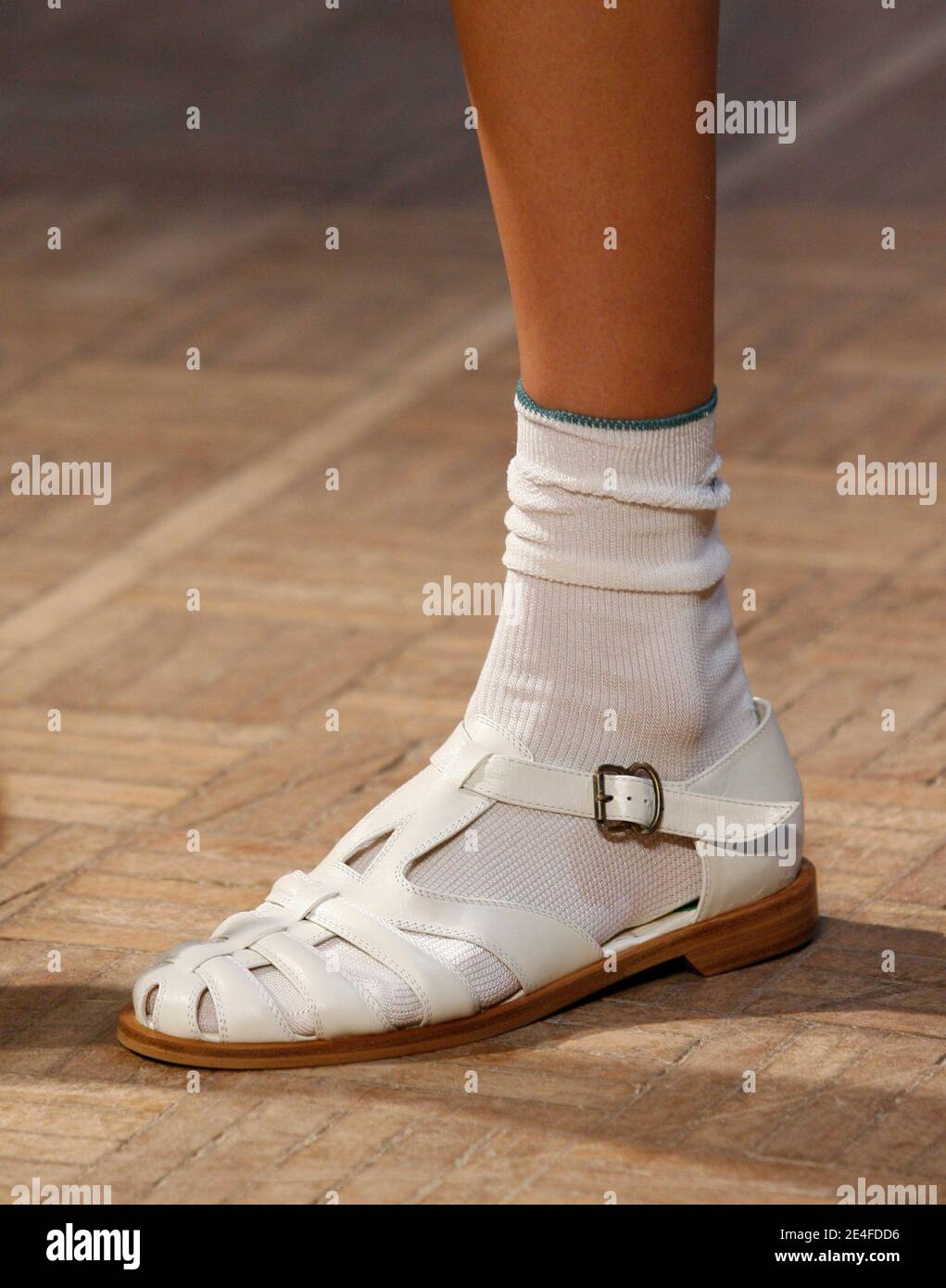 A model displays a creation by Italian designer Marco Zanini during ...