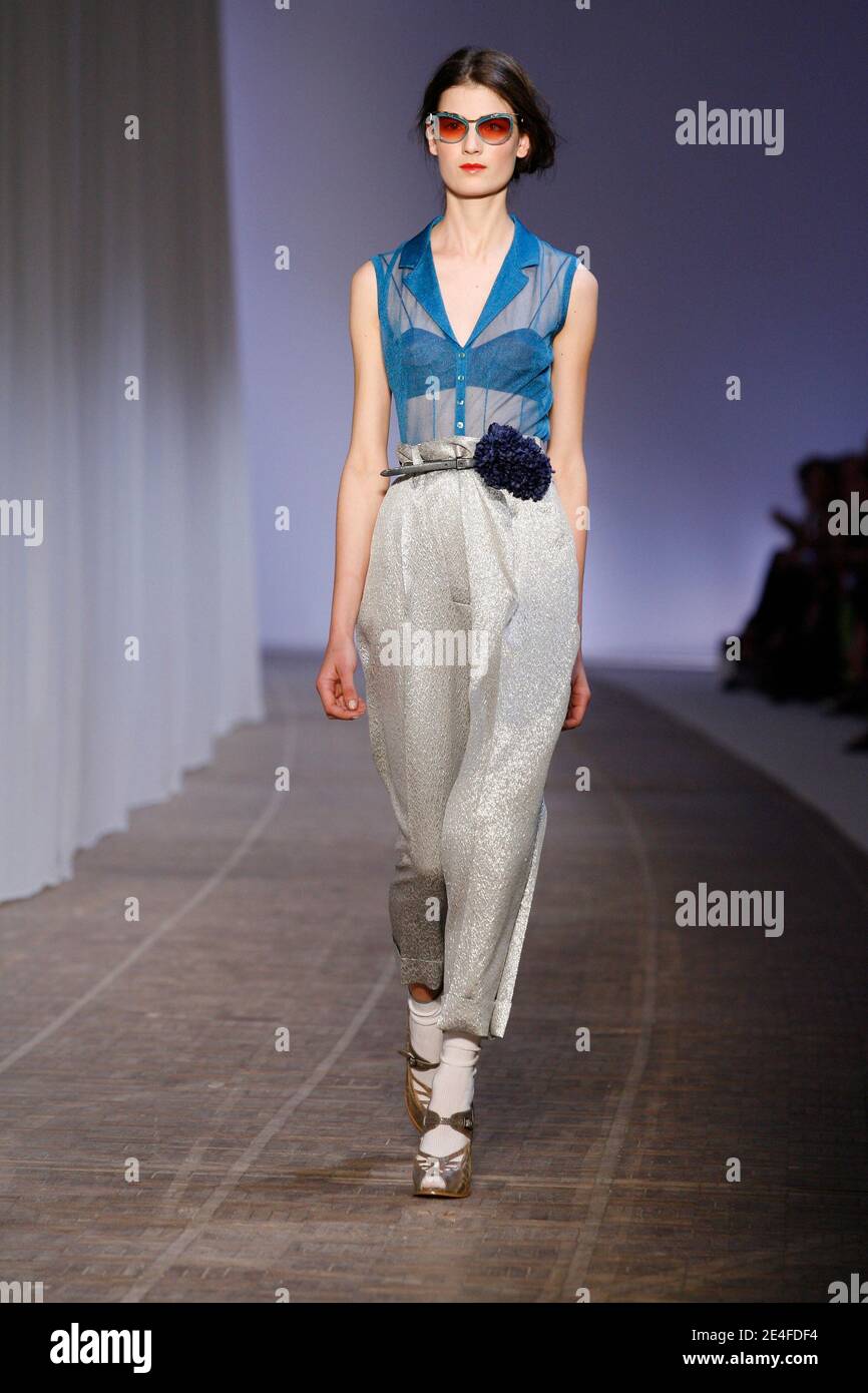 A model displays a creation by Italian designer Marco Zanini during ...