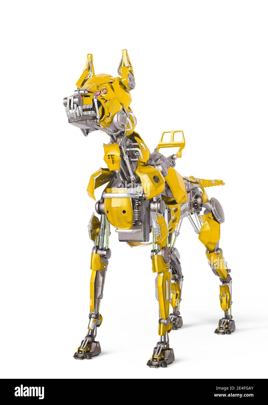 cyber security dog standing up in white background, 3d illustration ...