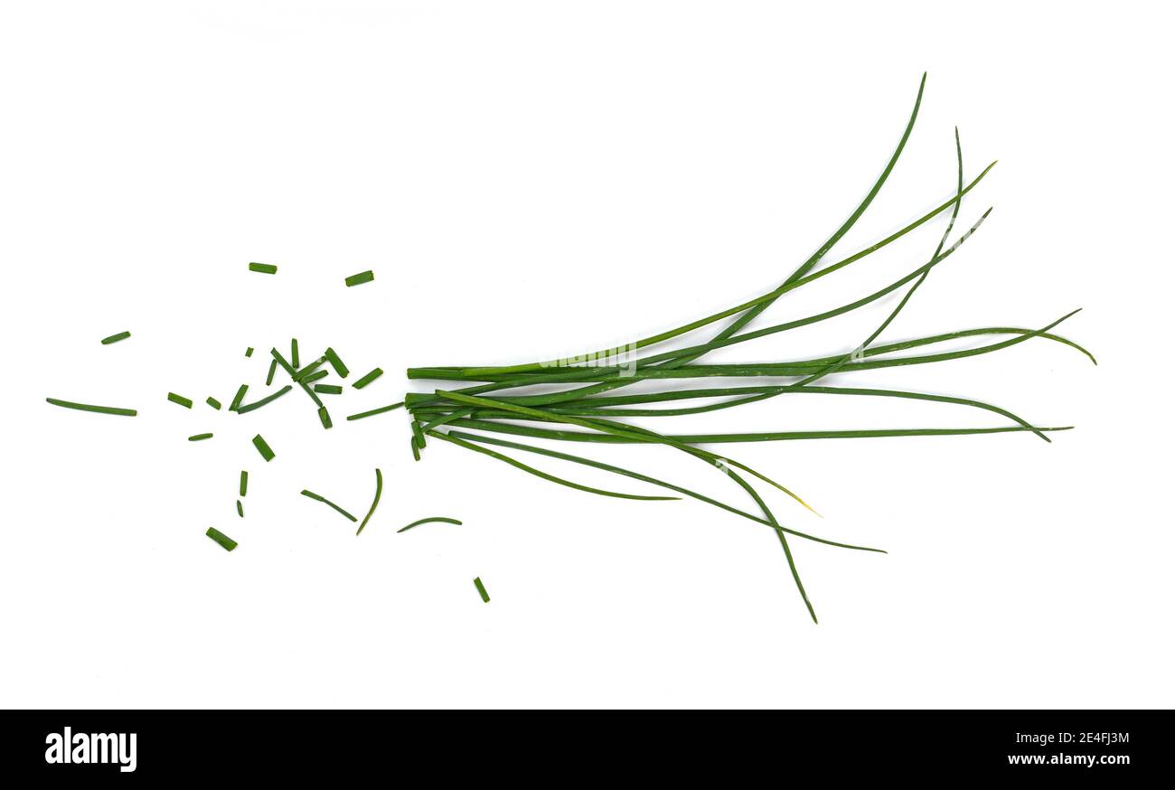 Chopped chives isolated. Fresh green chopped chives isolated on white ...