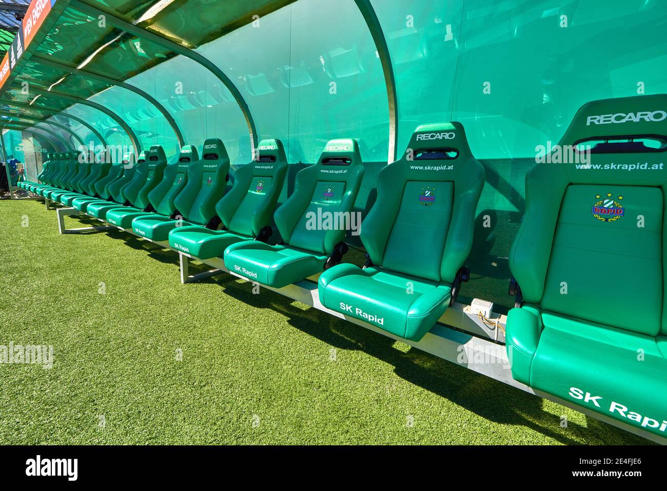 Staff bench at FC Rapid arena. Vienna, Austria Stock Photo - Alamy