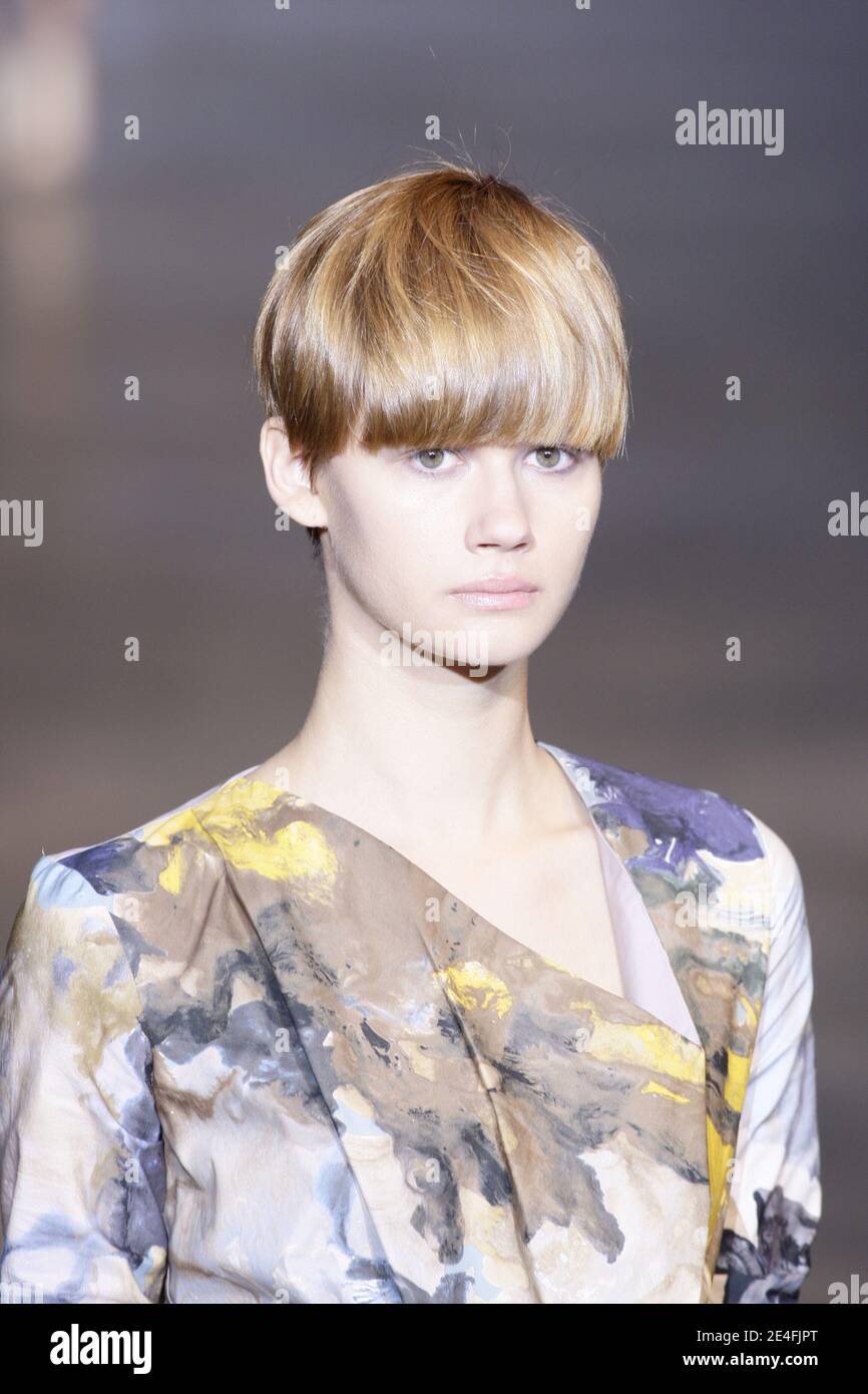 A model displays a creation by designer Cedric Charlier for Cacharel ...