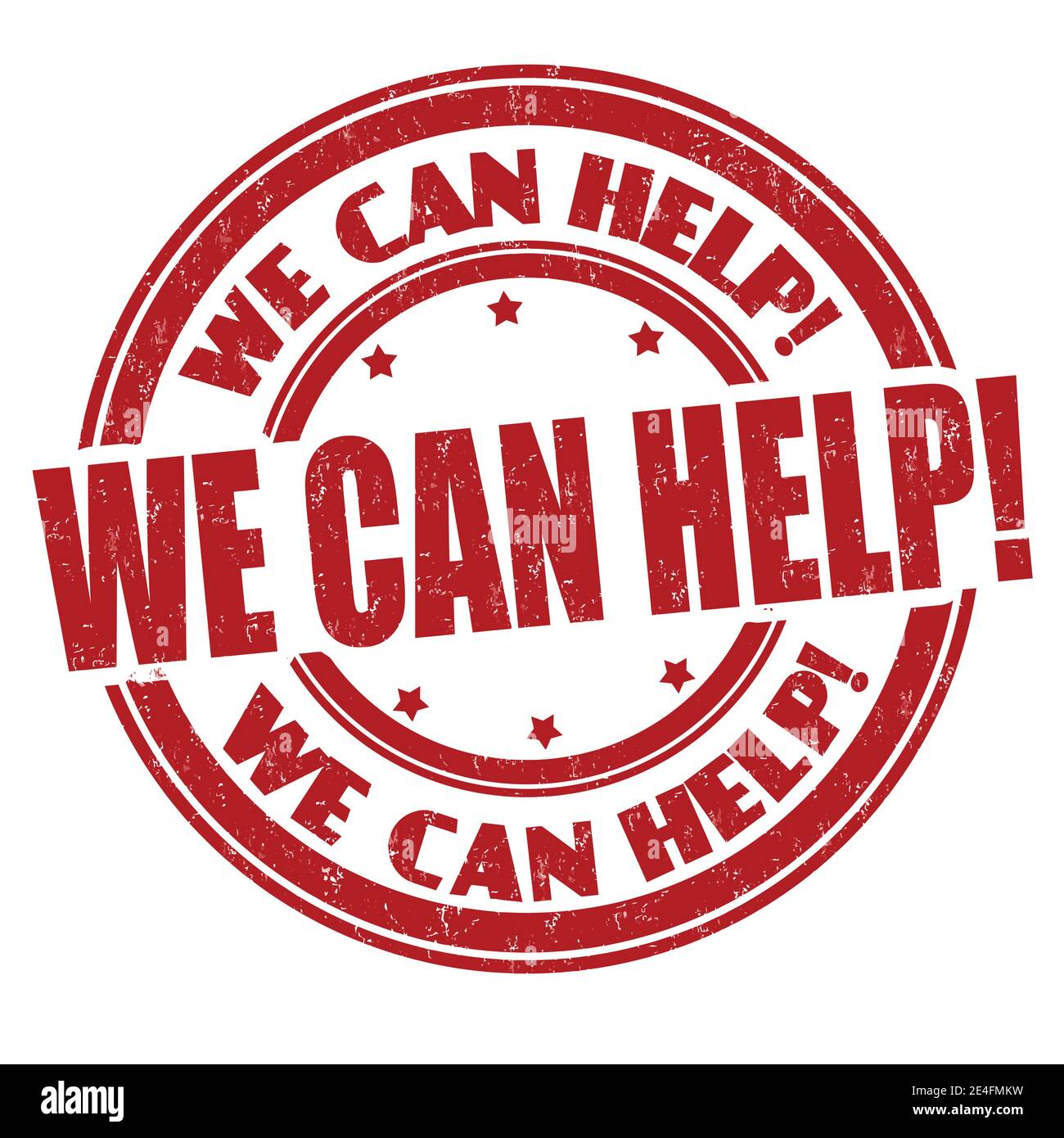 We can help sign or stamp on white background, vector illustration ...