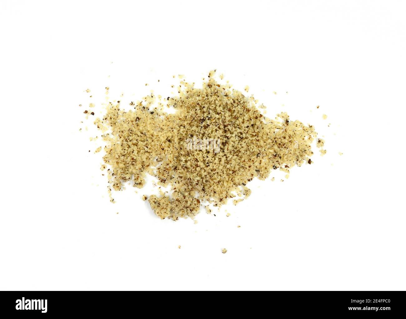 Ground walnuts powder on white. Chopped walnuts pile isolated on white ...