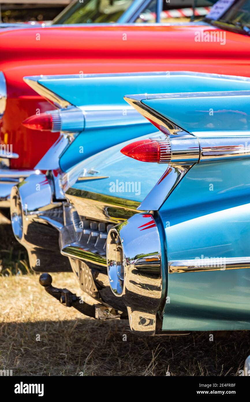 rear light bullet lights on fins of American vintage Cadillac coupe de ...