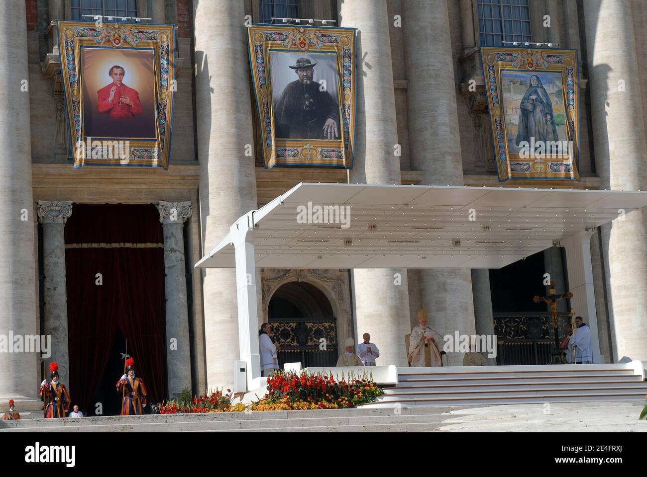 Pope Benedict XVI leads a canonization ceremony in St. Peter's Basilica ...