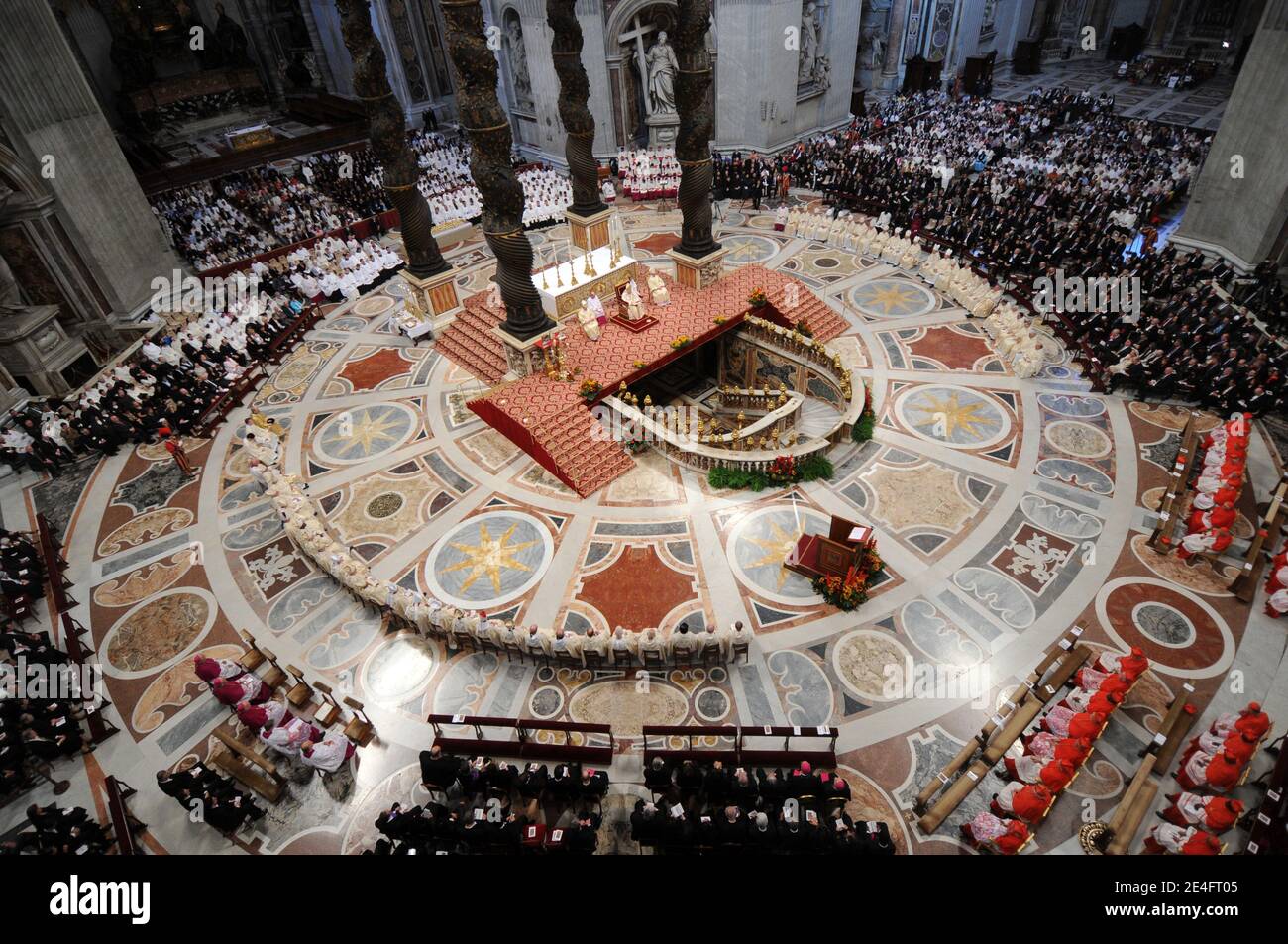Pope Benedict XVI leads a canonization ceremony in St. Peter's Basilica ...