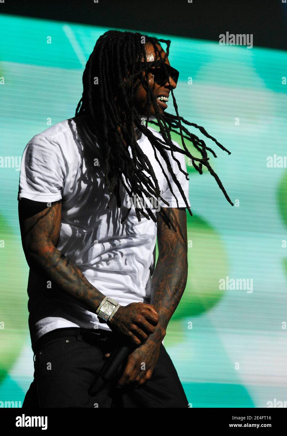US singer Lil Wayne performs live on stage with his band at Le Zenith ...