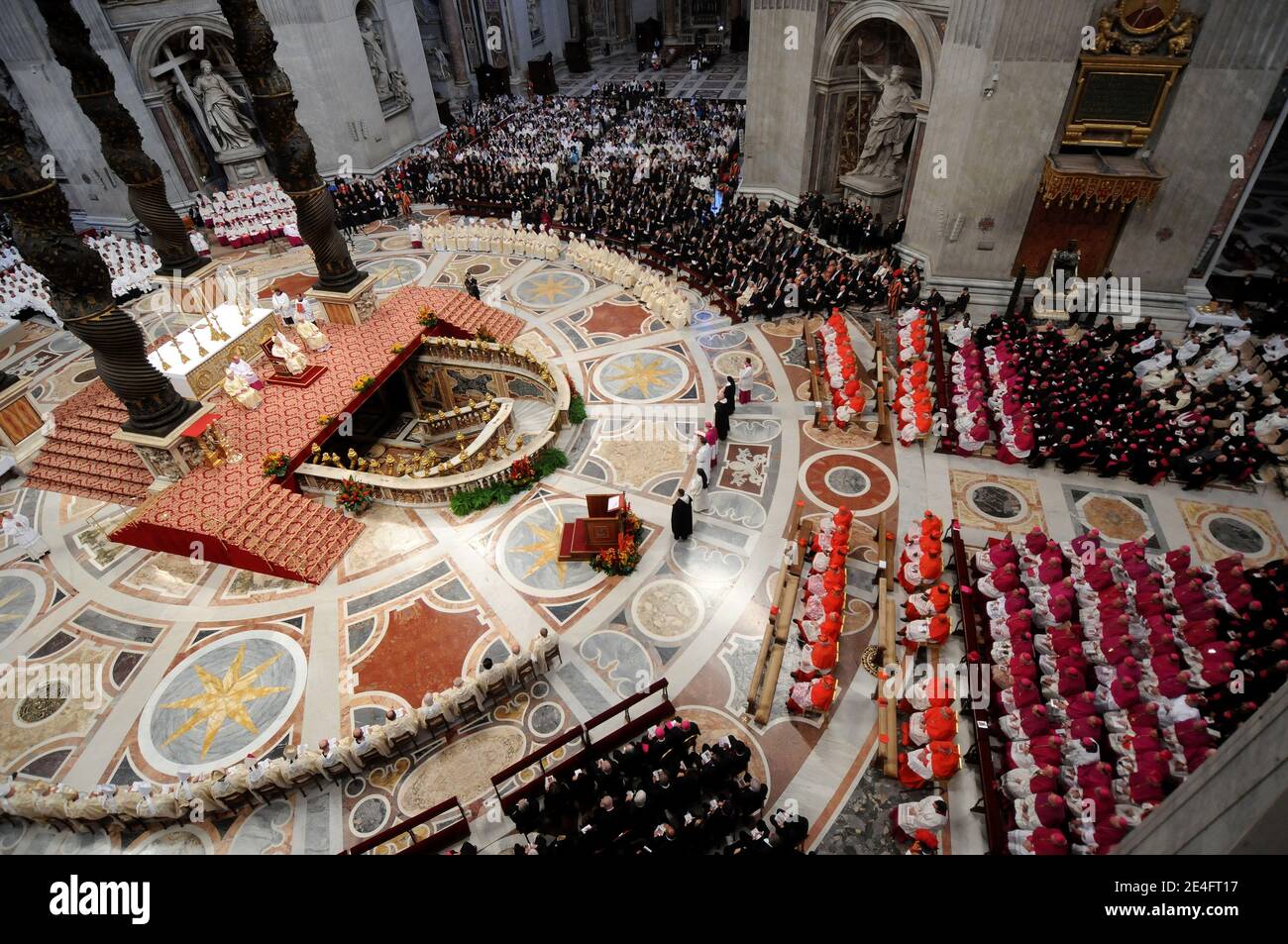 Pope Benedict XVI leads a canonization ceremony in St. Peter's Basilica ...