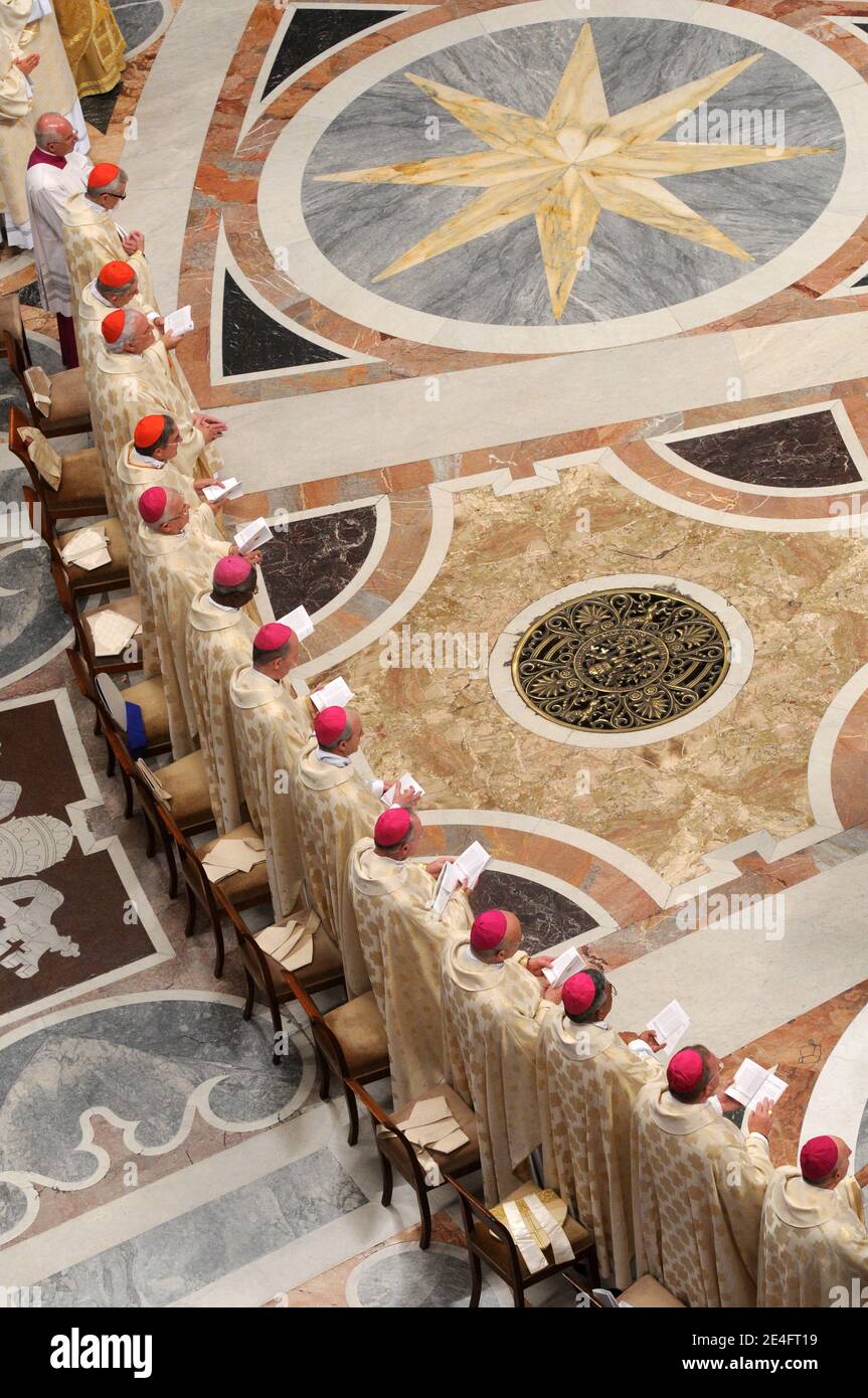 Pope Benedict XVI leads a canonization ceremony in St. Peter's Basilica ...